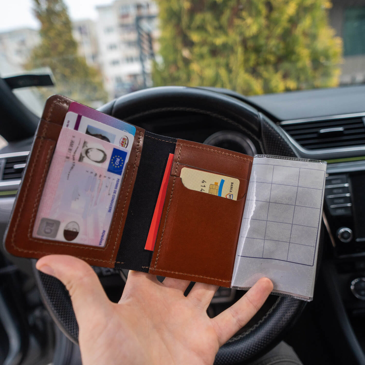 Portofele de barbati din piele naturala, slim, clasice, handmade - Genta