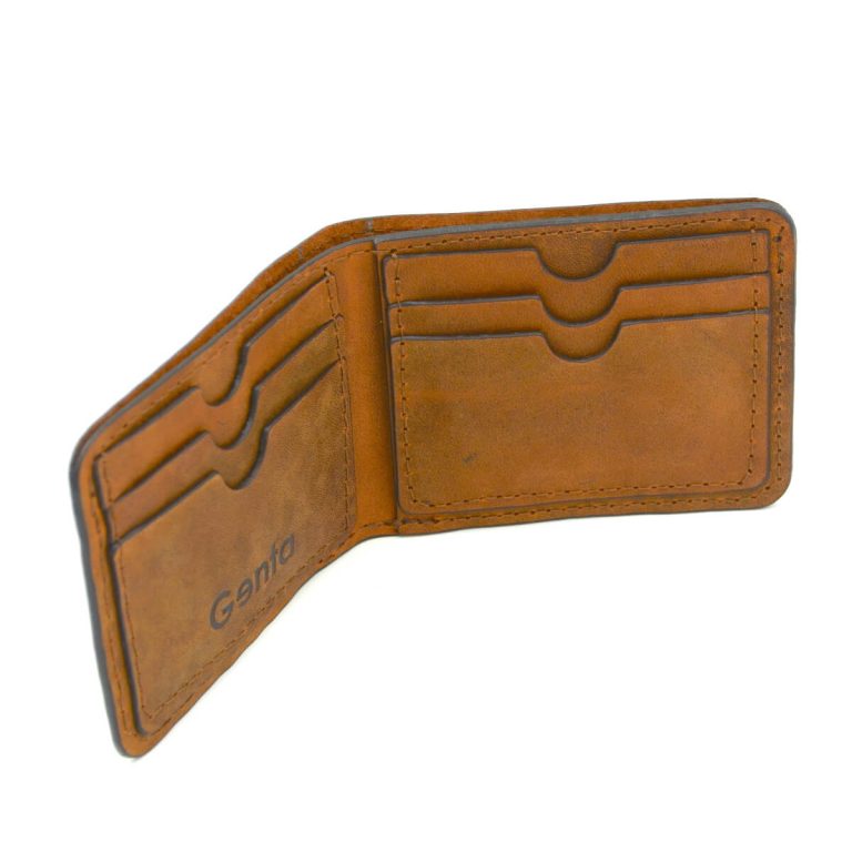 Portofele de barbati din piele naturala, slim, clasice, handmade - Genta